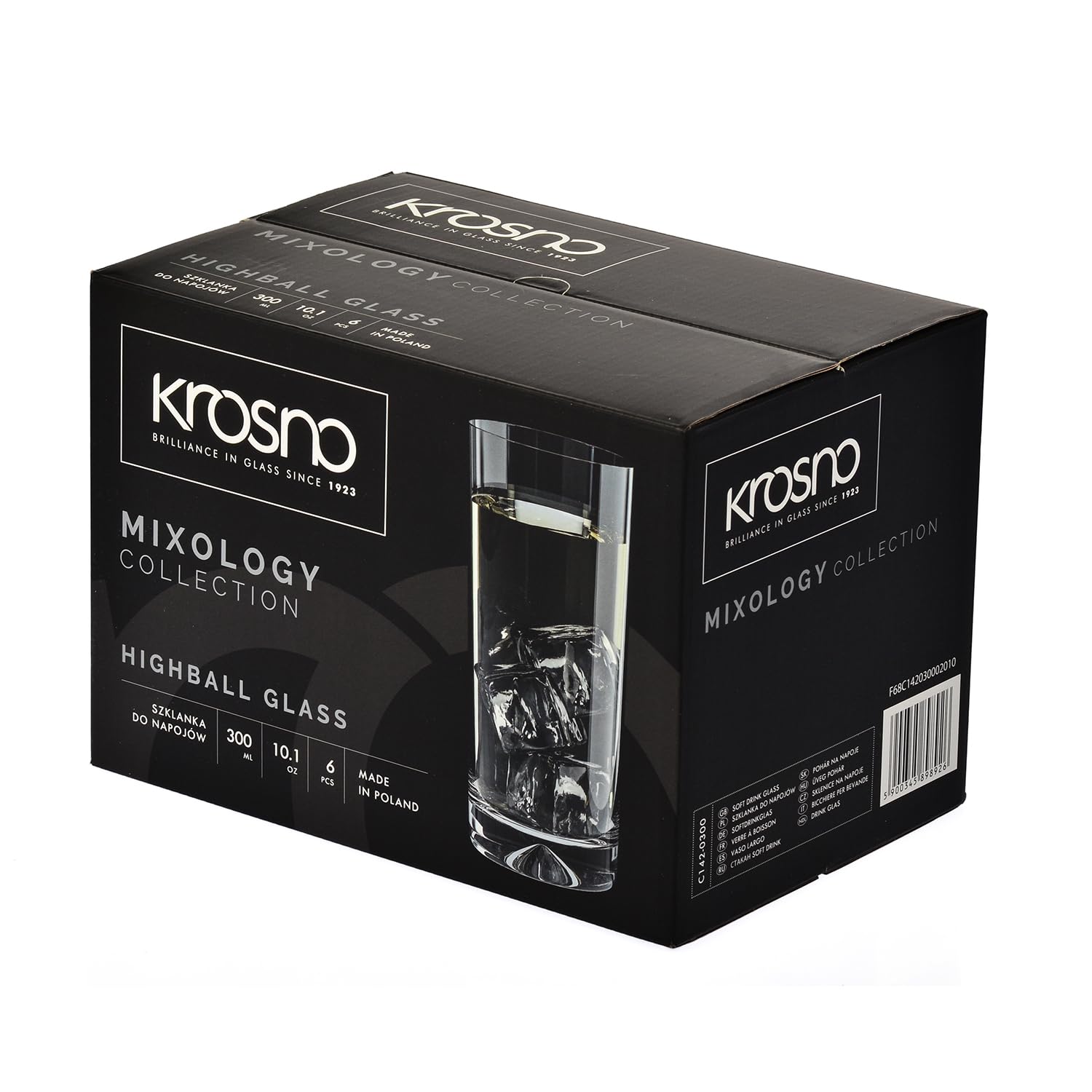Krosno Water Juice Drinking Glasses, Set of 6, 10 oz, Mixology Collection, Ideal for Everyday Use, Cold Drinks Glasses, Dishwasher Safe, Made in Europe