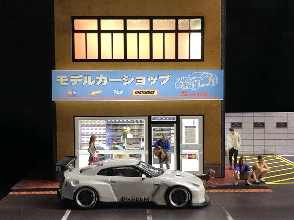 Diorama 1/64 Car Garage Model City Backdrop Car Parking Lot LED Lighting Scenery Model Toy