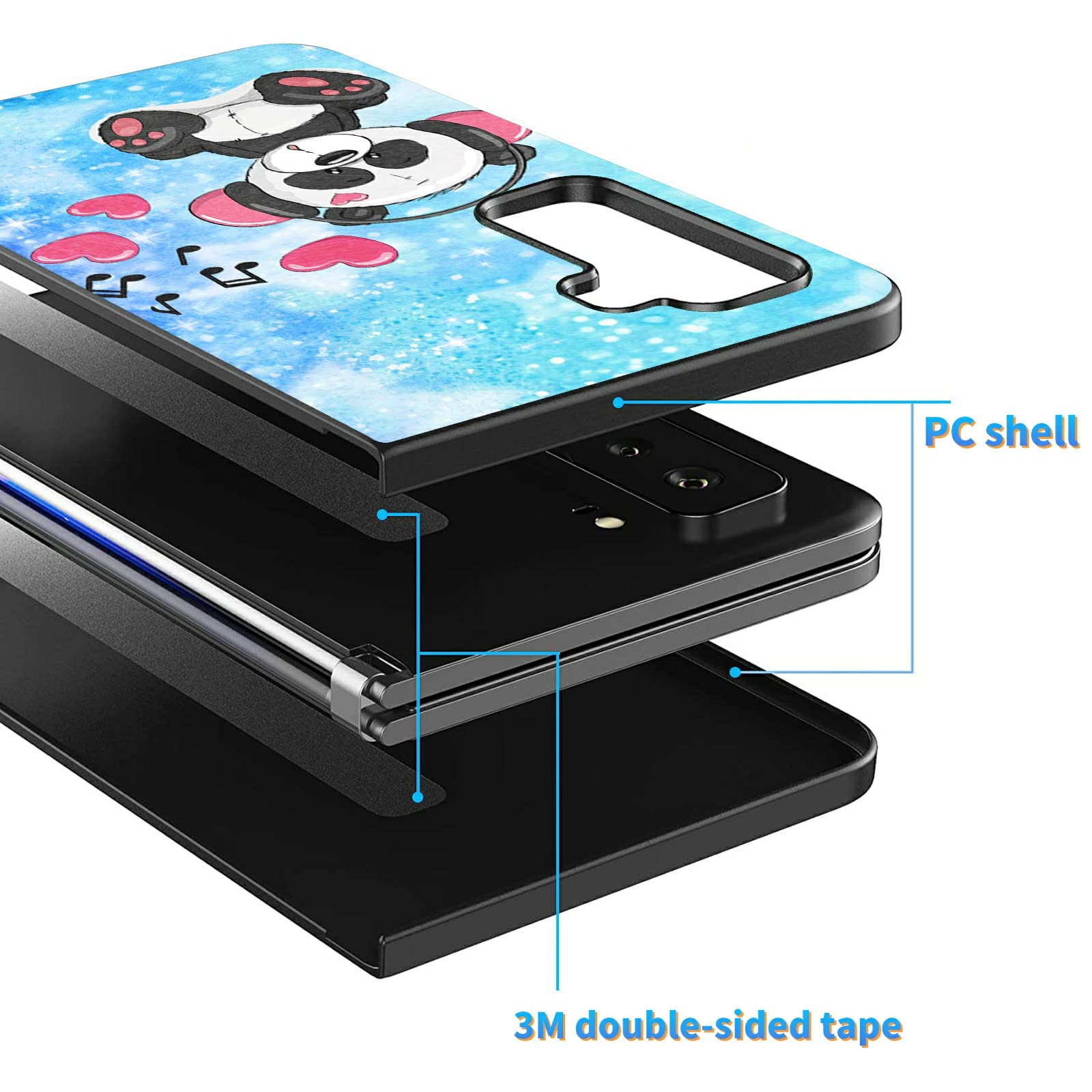 Case for Microsoft Surface Duo 2 8.3", Dikoer Microsoft Surface Duo 2 Phone Case for Women Men, Ultra Slim Hard PC Back Shockproof Flip Cover for Microsoft Surface Duo 2 2nd 2021, Blue DJ Panda