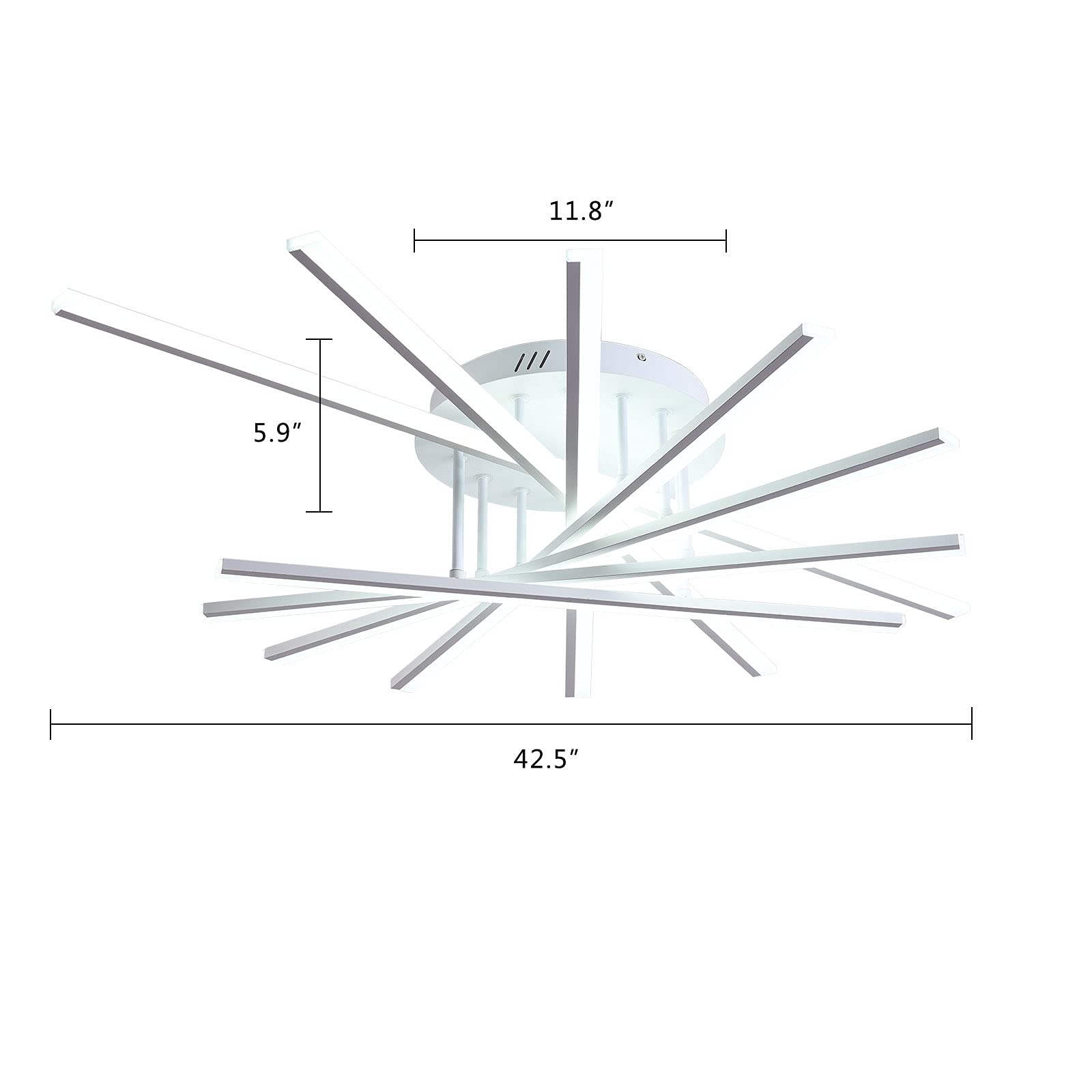 Gdrasuya10 Modern Ceiling Light, LED Flush Mount Chandelier with 7 Light Neutral White Geometric Linear Ceiling Light for Kitchen Foyer Dining Room Living Room Bedroom