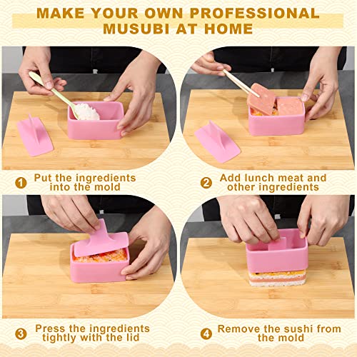 UERIAJIL Onigiri Mold, Musubi Maker Kit, Non-Stick Easy To Use and Clean, With Sushi Mat and Rice Scoop, for Kids Lunch Bento and Home DIY Sushi kit