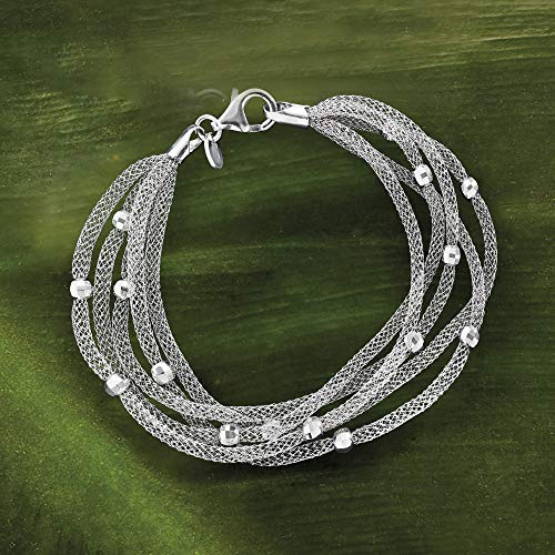 Ross-Simons Italian Sterling Silver Multi-Strand Mesh Bracelet. 7 inches