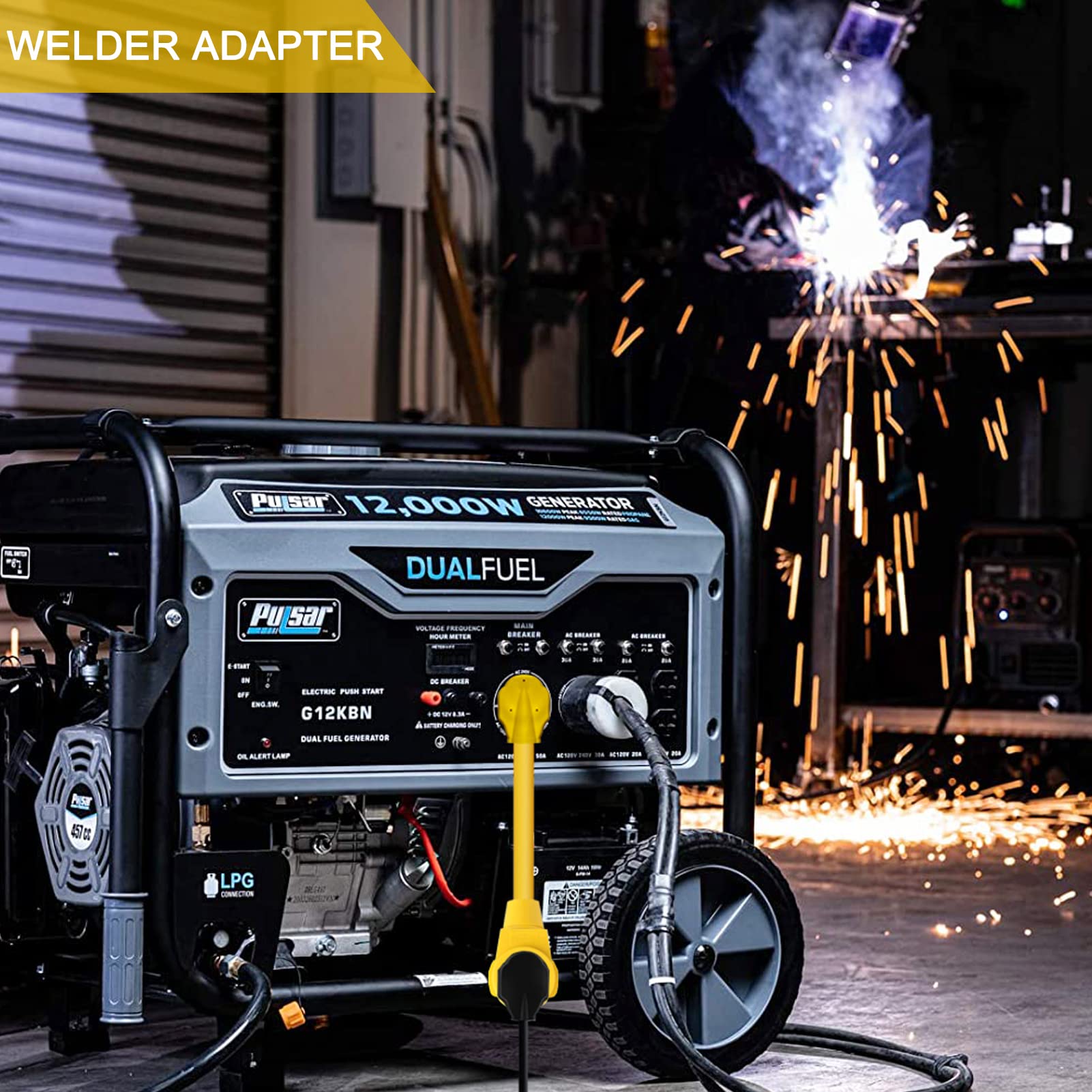 EXCELFU Nema L14-30P to 6-50R Welder Adapter Plug, Generator to Welder Power Adapter Cord, 30 Amp 4 Prong Twist Lock Generator Plug to 3 Prong Welder Adapter