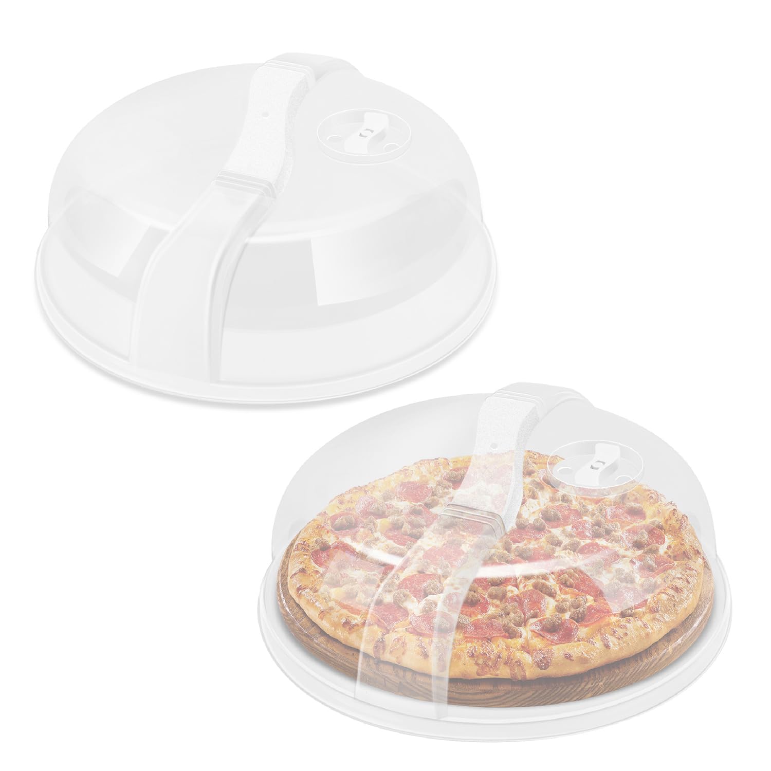 Flexzion Microwave Cover for Food, 12 Inch Plate Cover, BPA Free Plastic Food Cover, Transparent Anti-Splatter Cover Guard, with Adjustable Steam Vent Hole, Dishwasher Safe, Easy Grip Handle