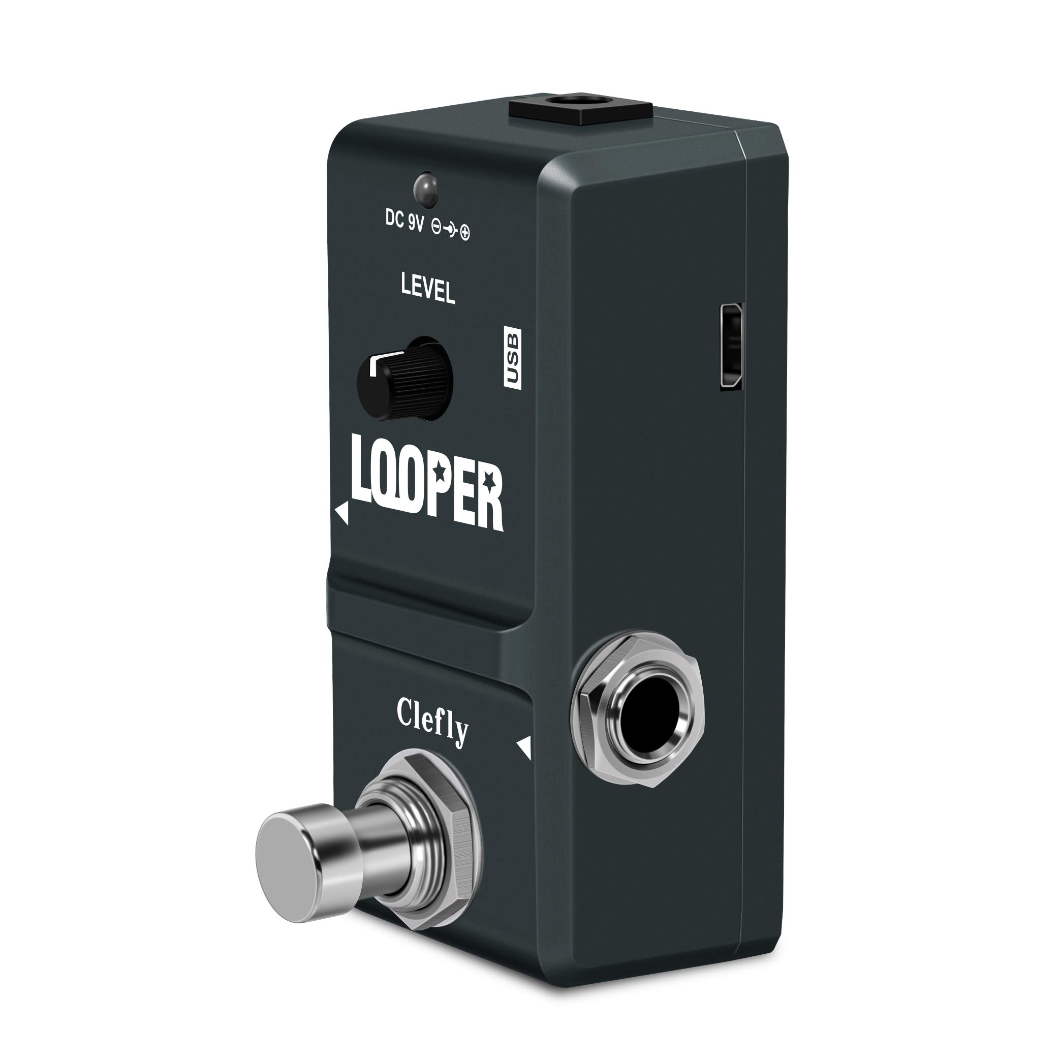Clefly Tiny Looper Pedal Electric Guitar Effect Loop Pedal 10 Minutes of Looping Unlimited Overdubs USB Port True Bypass