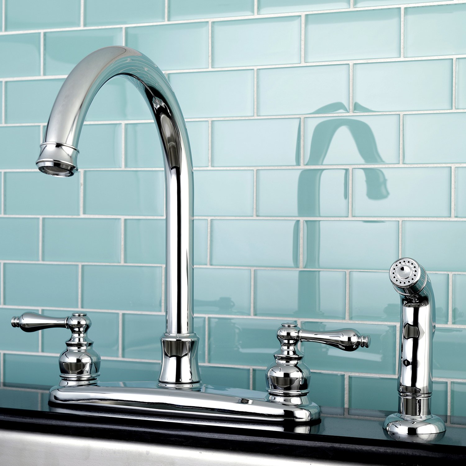 Kingston Brass FB7791ALSP Victorian 8-inch Centerset Kitchen Faucet, Chrome