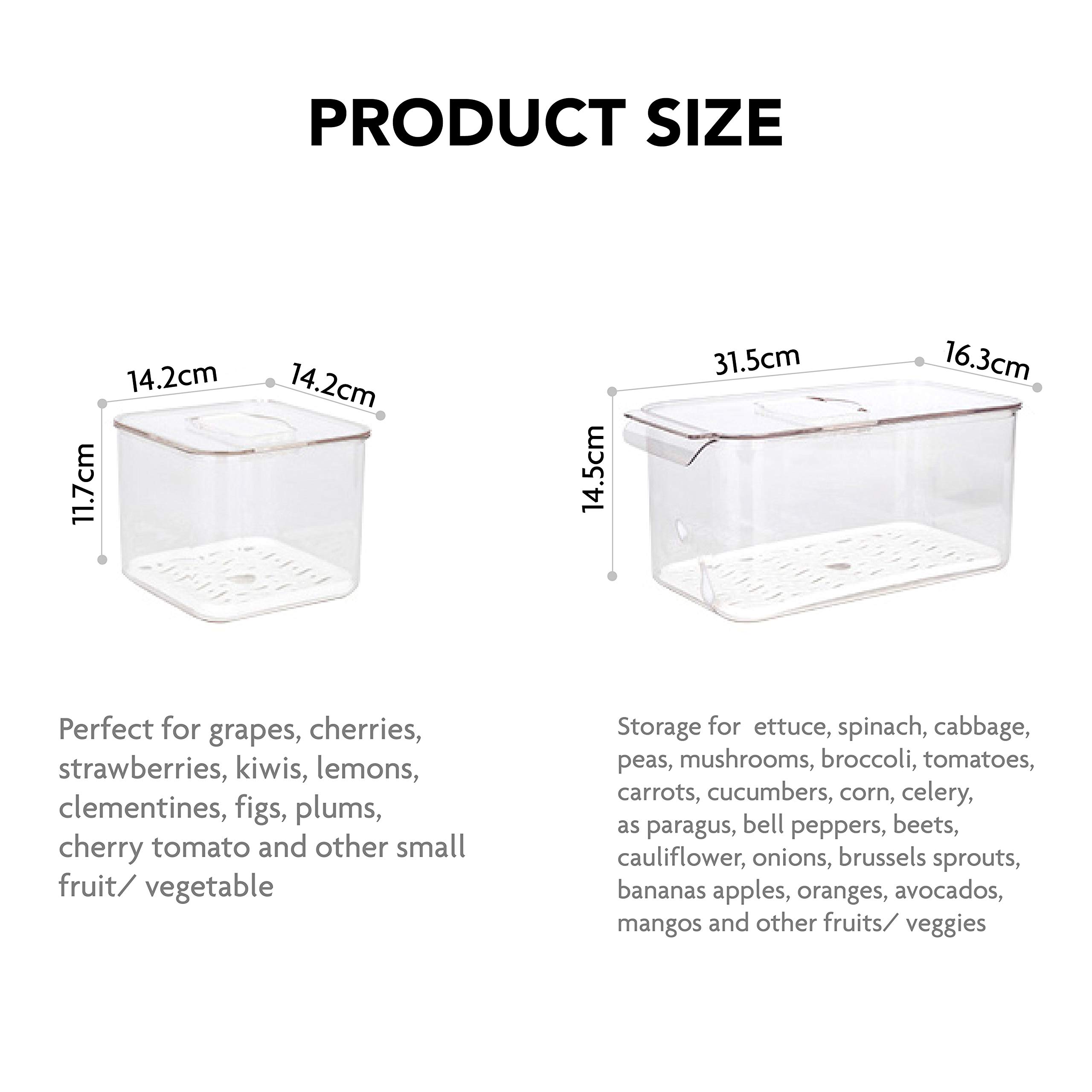 elabo Food Storage Containers Fridge Produce Saver- Stackable Food Storage Organizer Bins for Kitchen Cabinet, Freezer, Fridge, Pantry Storage Organization, Clear Plastic BPA Free
