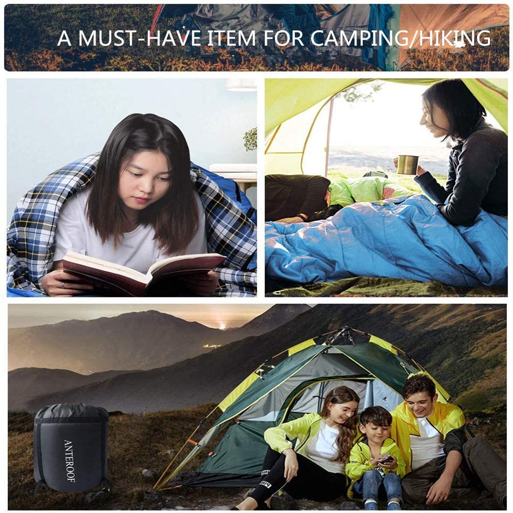 Double-Wide Cotton Flannel Lined Sleeping Bags, 3 Season Rectangular Semi-Rectangular Sleeping Bags Lightweight Warmth with 2 Pillows for Camping Backpacking Hiking Adults/Teens Queen Size XL