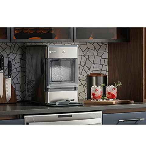 GE Profile Opal | Countertop Nugget Ice Maker | Portable Ice Machine Makes up to 24 lbs. of Ice Per Day | Stainless Steel Finish