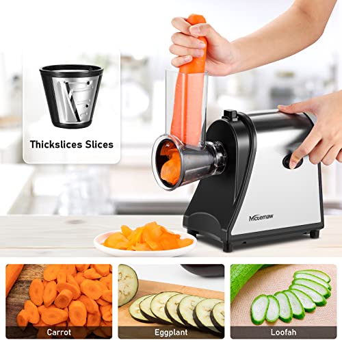 Electric Cheese Grater, 250W Professional Electric Slicer Shredder for Home Use, Electric Salad Maker Machine with One-Touch Control, 5 Free Attachments for Cutting Fruits, Cheeses, Veggies (Upgraded)