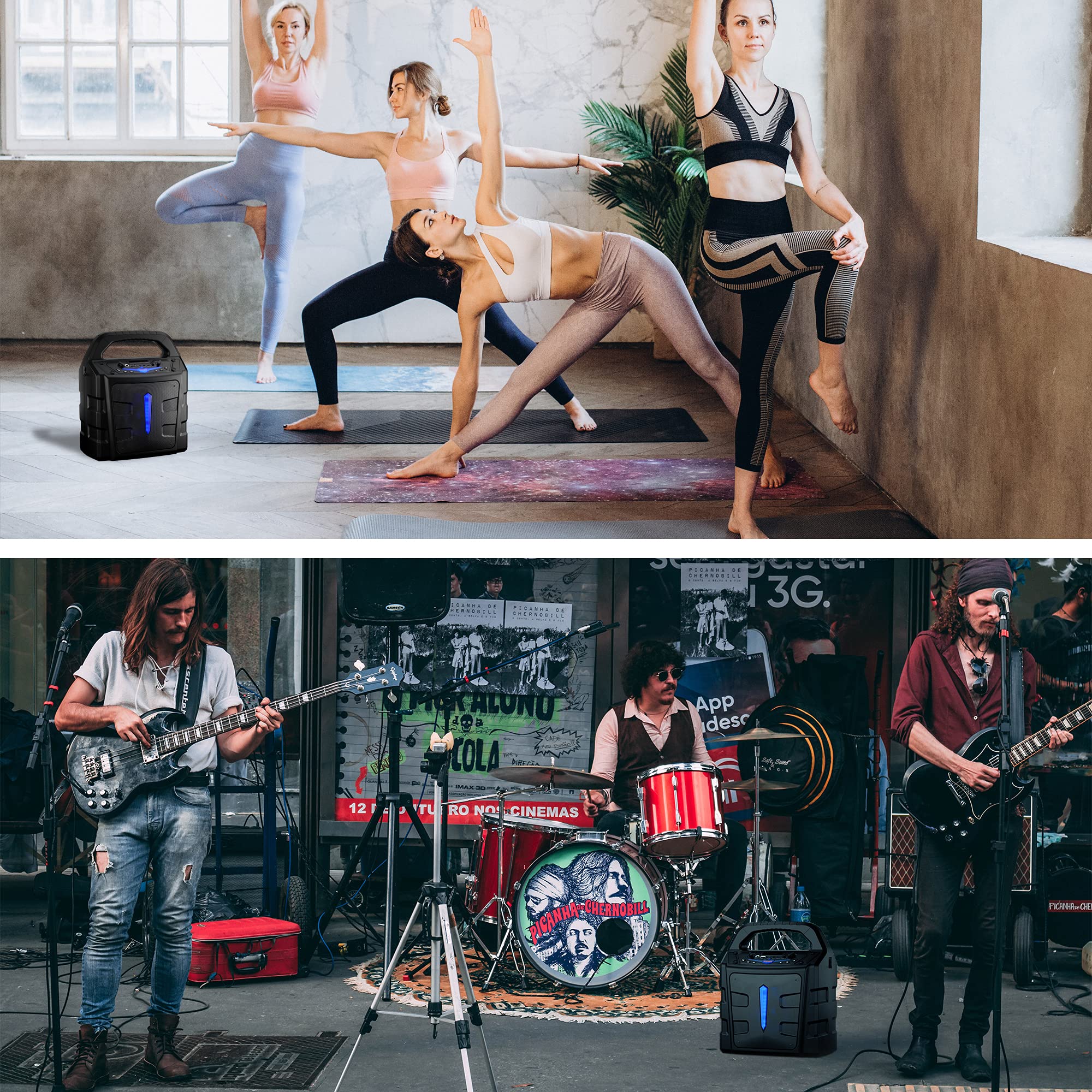 EARISE Vigorowl T65 Portable PA System with 2 Rechargeable Batteries, 30W Powerful Nonstop Playing Speaker, Bluetooth Karaoke Machine with 2 Microphones, for Outdoors and Indoors