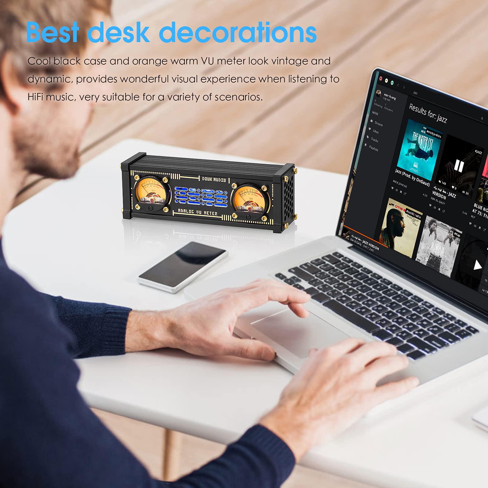 Douk Audio Retro Dual Analog VU Meter RGB Sound Level Indicator DB Panel Display