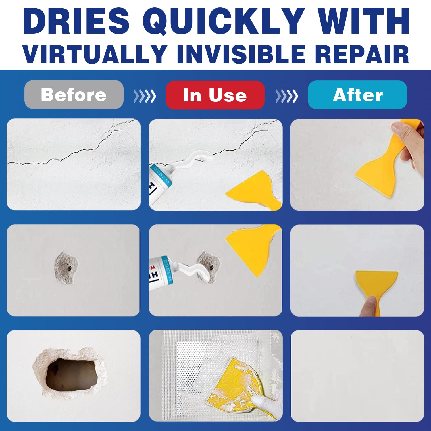 Laviay Drywall Repair Kit - 2 Pack Spackle Wall Repair with All The Bells and Whistles | Effortlessly Drywall Patch Kit & High Strength Small/Large Hole Repair | Fast-Drying Wall Patch Repair Kit