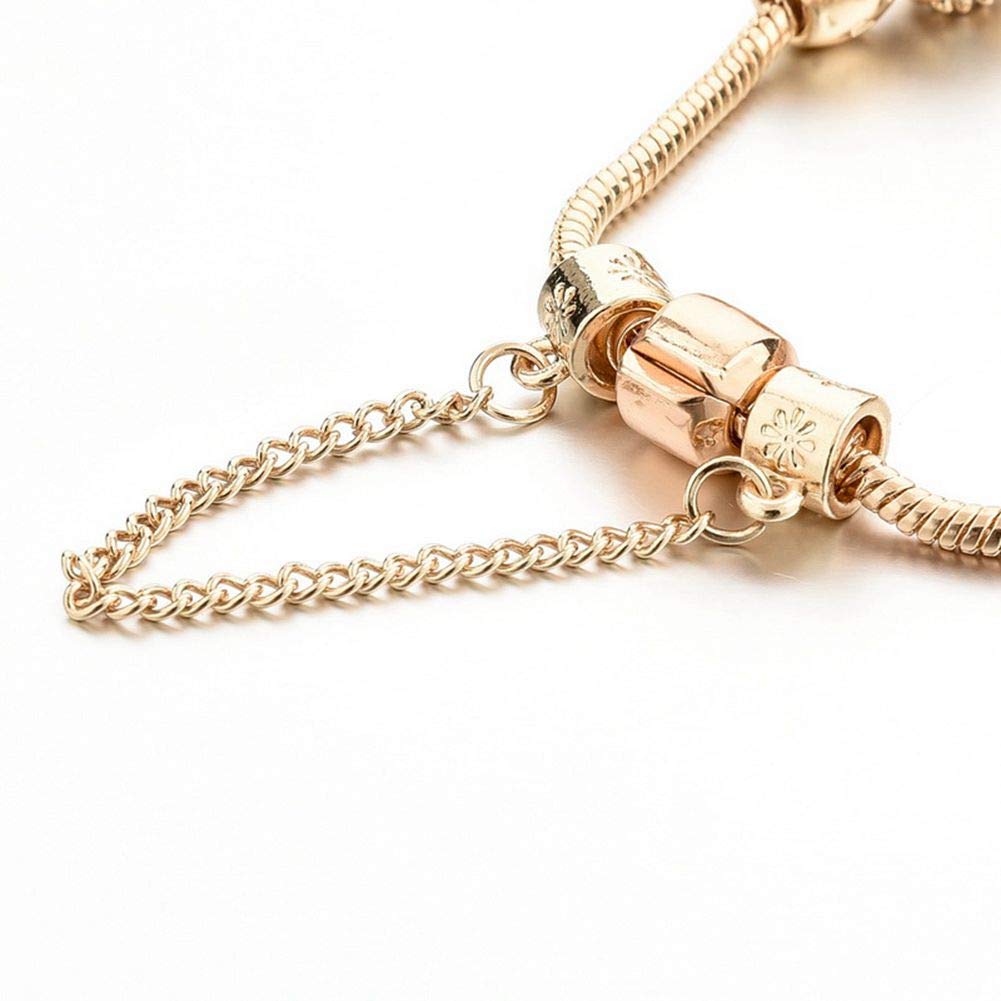CHOKER Charm Bracelets for Women Gold Plated Snake Chain Heart Shape Smile Rhinestone Beads Charming Girlfriend Mom Gift