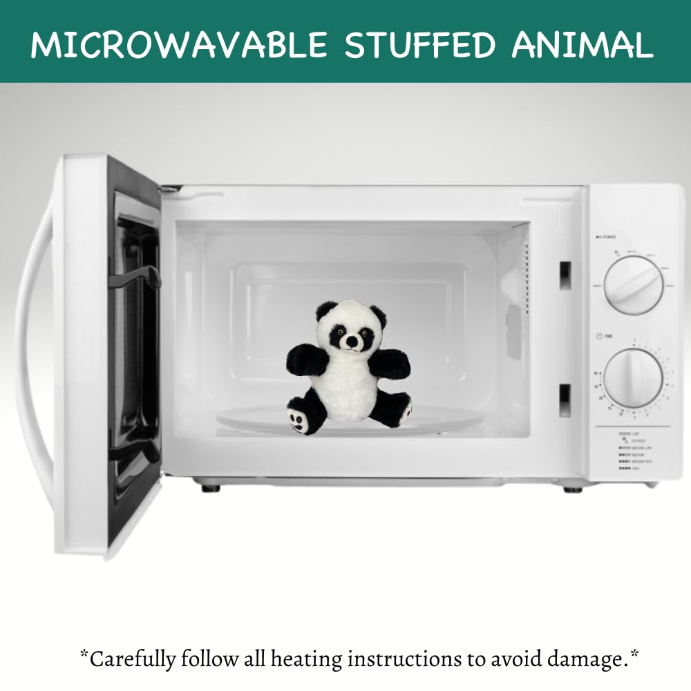 Panda Gifts, Microwavable Stuffed Animal (Jr Size), Panda Toys, Panda Blanket, Drawstring Bookbag for Kids, Heatable Plush Animals, Panda Baby Stuff, Stuffed Animal Blanket Set