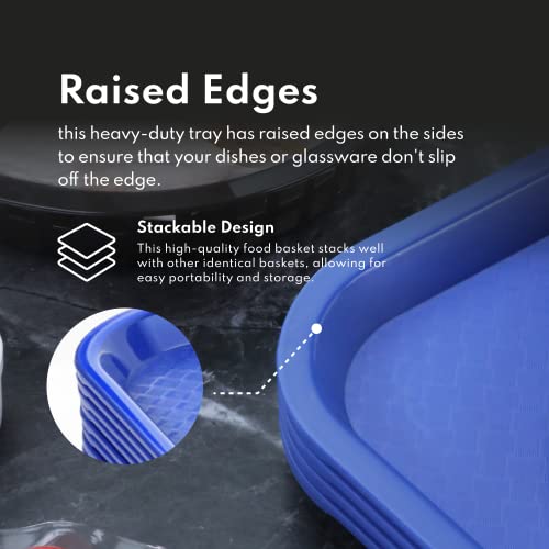 New Star Foodservice 24722 Blue Plastic Fast Food Tray, 14 by 18 Inch, Set of 12