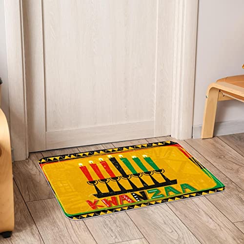 Happy Kwanzaa with Kwanzaa Candle, Indoor Door Mat Durable Front Door Mats Entryway Rug Non-Slip Absorbent Area Rugs Resist Dirt Rugs for Room Decor, 31"x20"