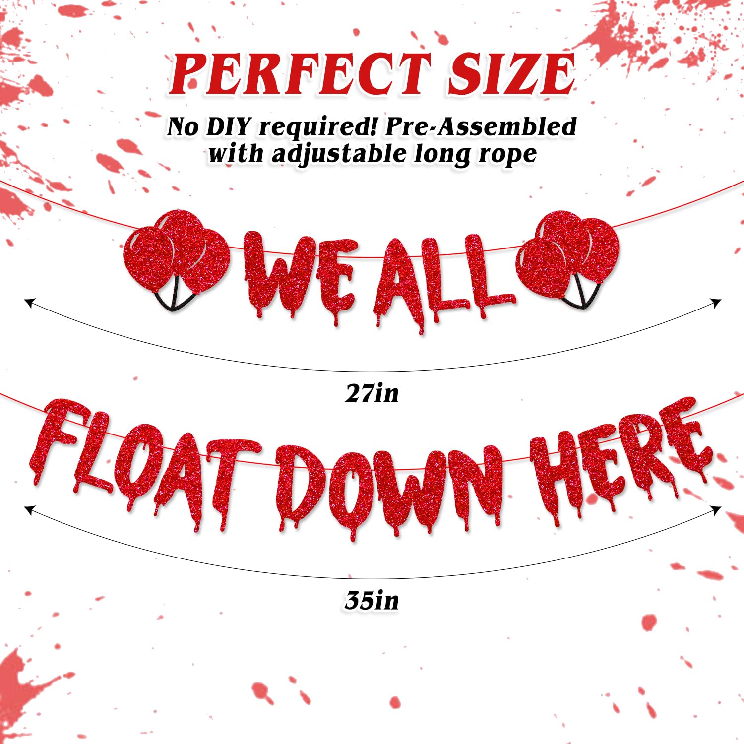 Halloween Party Decorations We All Float Down Here Banner Hallow Bloody Backdrop Have a Killer Party Decor Horror Scary Creepy Spooky Halloween Decor