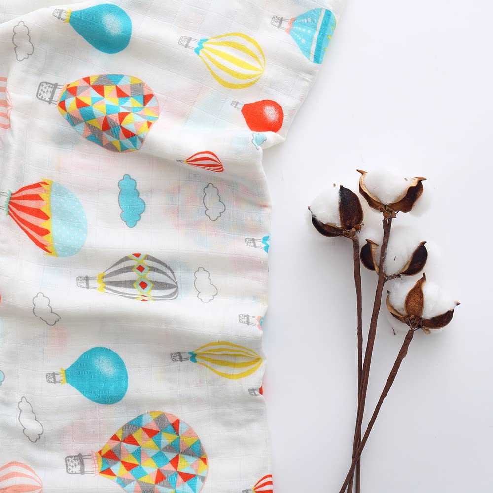 Karitree Muslin Swaddle Blanket Unisex Swaddle Wrap Soft Silky Bamboo Muslin Swaddle Blankets Neutral Receiving Blanket for Boys and Girls, Large 47 x 47 inches Feather (Hotballon)