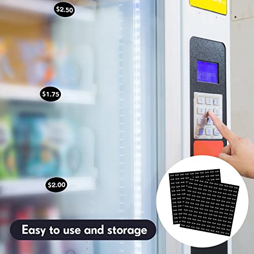 Sabary 6 Sheets Vending Machine Price Labels Soda Snack $1.00 $1.25 $1.50 $1.75 $2.00 $2.50 Vending Machine Labels Stickers for Business (Black)