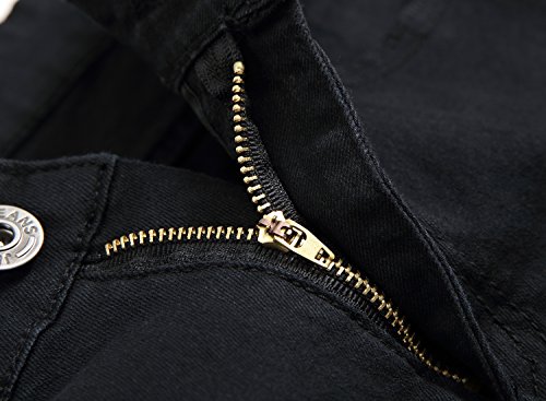 Men's Black Skinny Slim Fit Stretch Straight Leg Fashion Jeans Pants, 29W