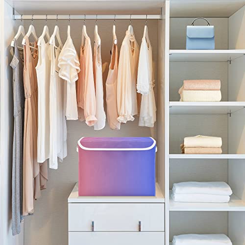 innewgogo Red Blue Gradient Storage Bins with Lids for Organizing Foldable Storage Bins with Handles Oxford Cloth Storage Cube Box for Pets Toys