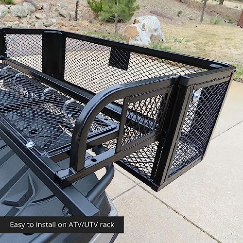 Titan Ramps ATV UTV Universal Rear Drop Cargo Basket Rack Hunting, Fishing, Trail Maintenance, Easy to Install