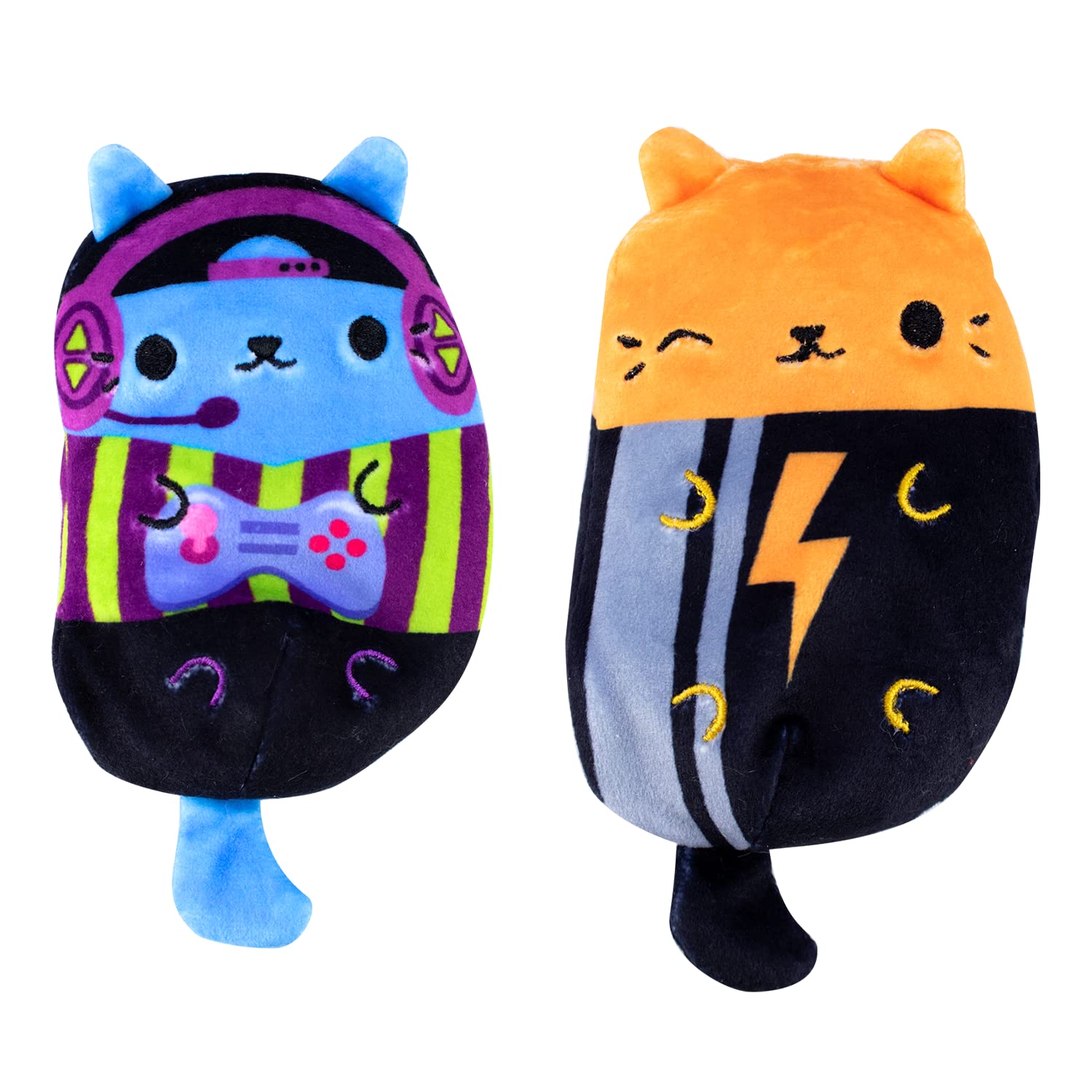 Cats vs Pickles 4" Plush Toy - Gamer Kitty & Jolt! 2-Pack - Cute Collectible Bean Toys, Great for Kids & Stocking Stuffers