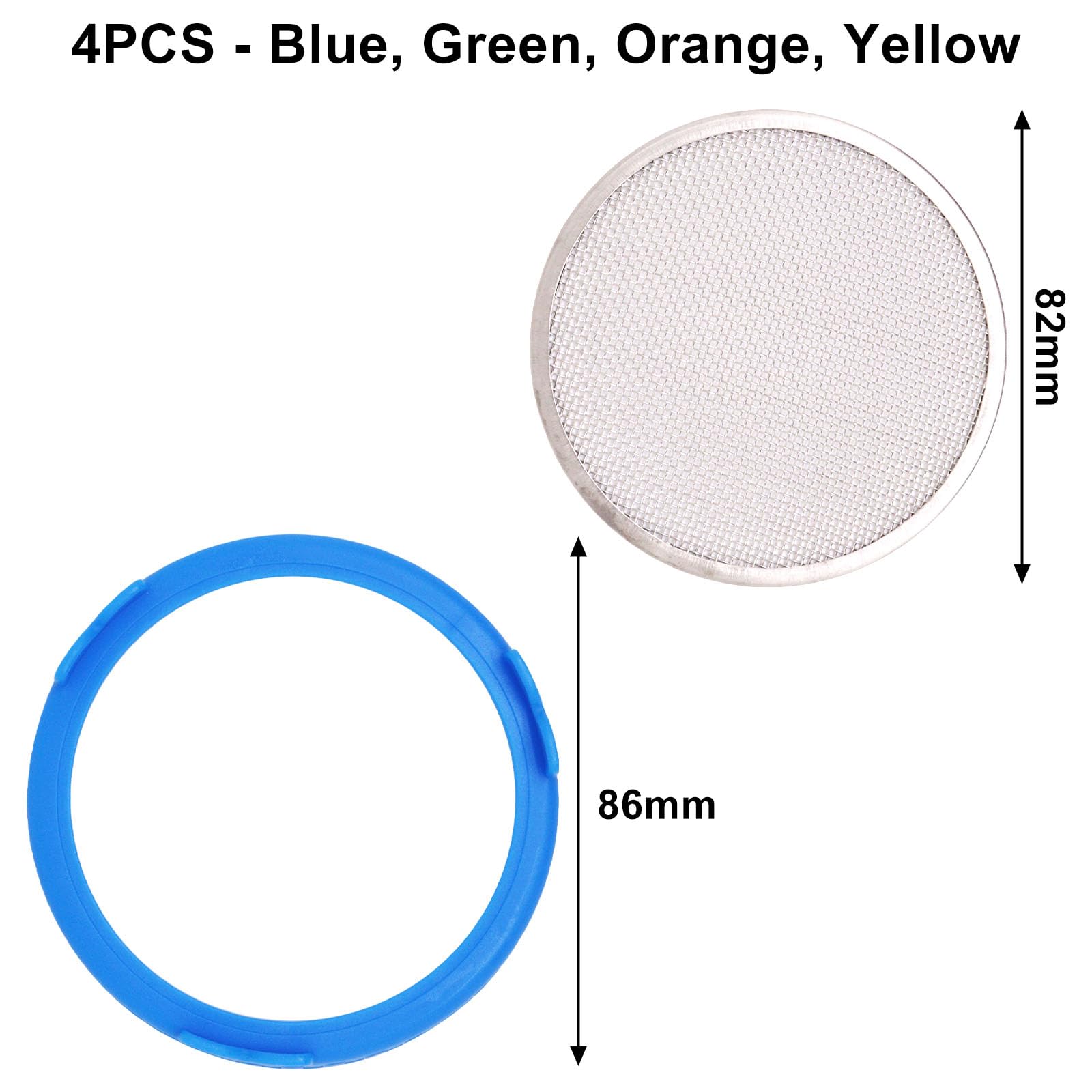 GDFYMI 4Pcak Sprouting Lids for Mason Jars, 86mm Wide Mouth Canning Jar Stainless Steel Mesh Screen Strainer Lid for Bean Sprouts Grow Kit - 4 colors