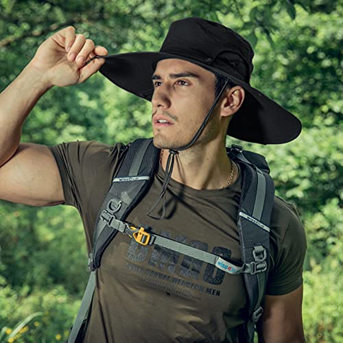 Mens Sun Hat with UV Protection Wide Brim Sun Hats for Men Waterproof Sun Hats for Fishing Hiking Camping Black