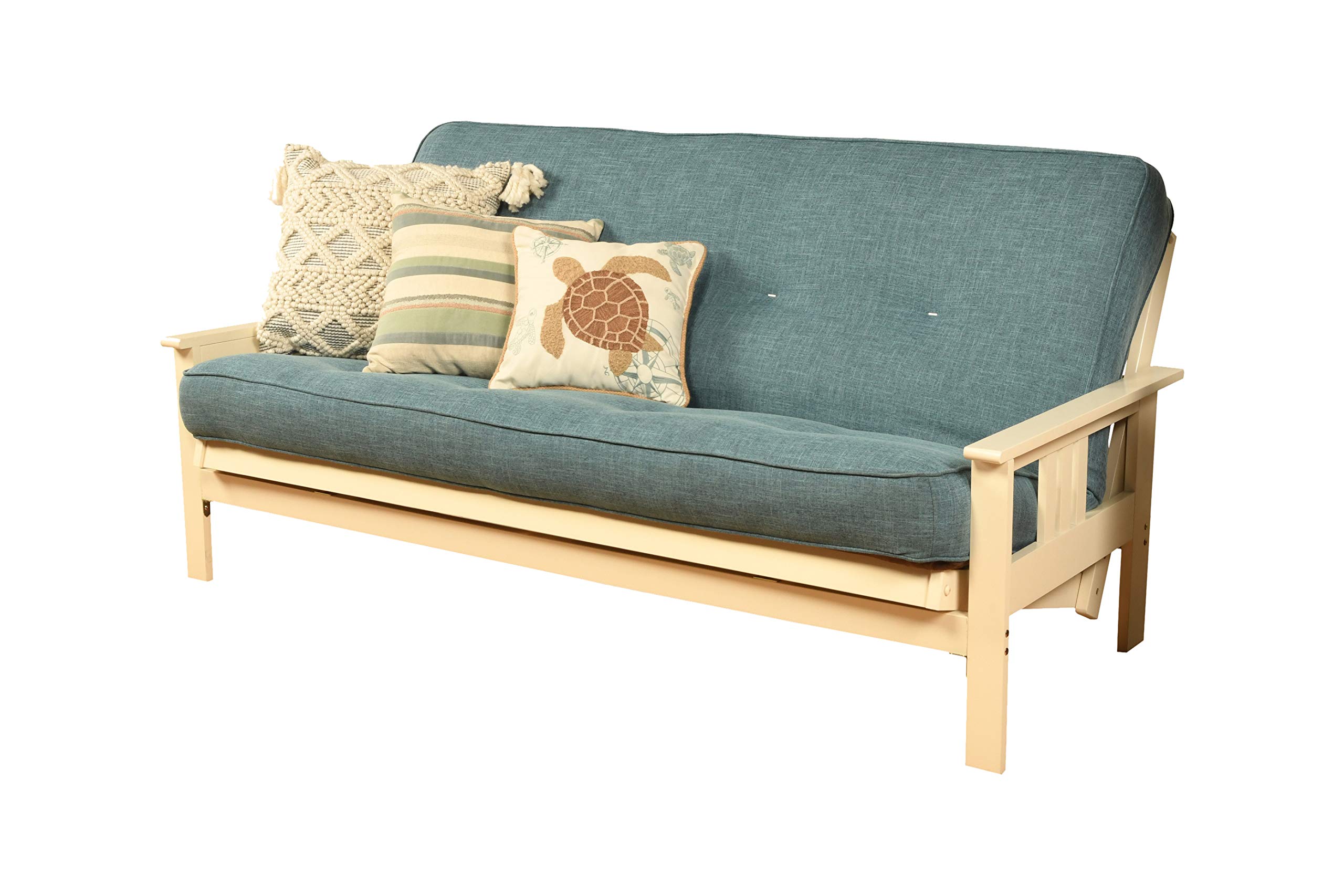 Kodiak Furniture Monterey Frame with Linen Fabric Mattress in Antique White/Blue