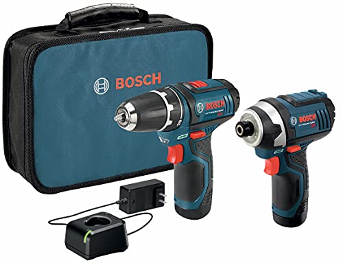 Bosch Power Tools Drill Kit - CLPK22-120 - 12-Volt Lithium-Ion 2-Tool Combo Kit (Drill/Driver and Impact Driver) with 2 Batteries, Charger and Case w/ 91 pc drill and drive bit set