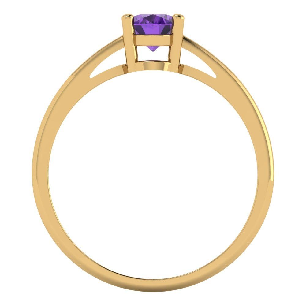 Clara Pucci 1.0 ct Oval Cut Solitaire Natural Amethyst gemstone Wedding Bridal Designer Anniversary Engagement Ring Real 14k Yellow Gold