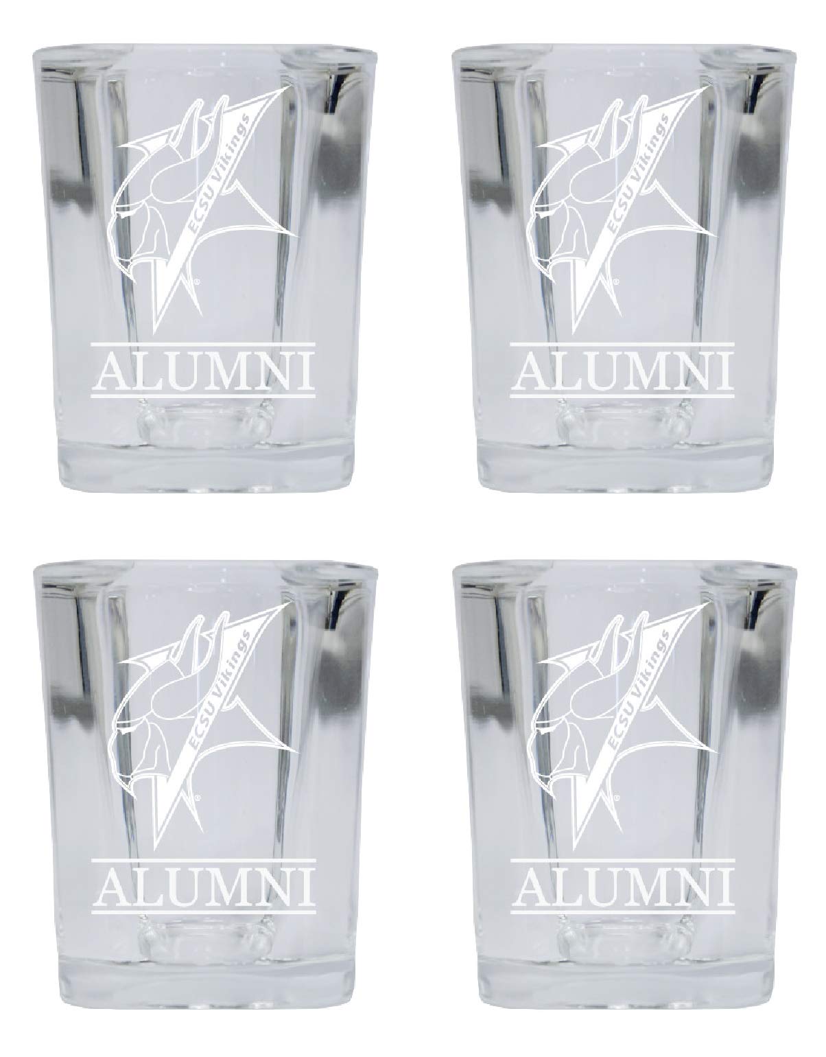 Elizabeth City State University Alumni 2 Ounce Square Shot Glass laser etched logo Design 4-Pack Officially Licensed Collegiate Product