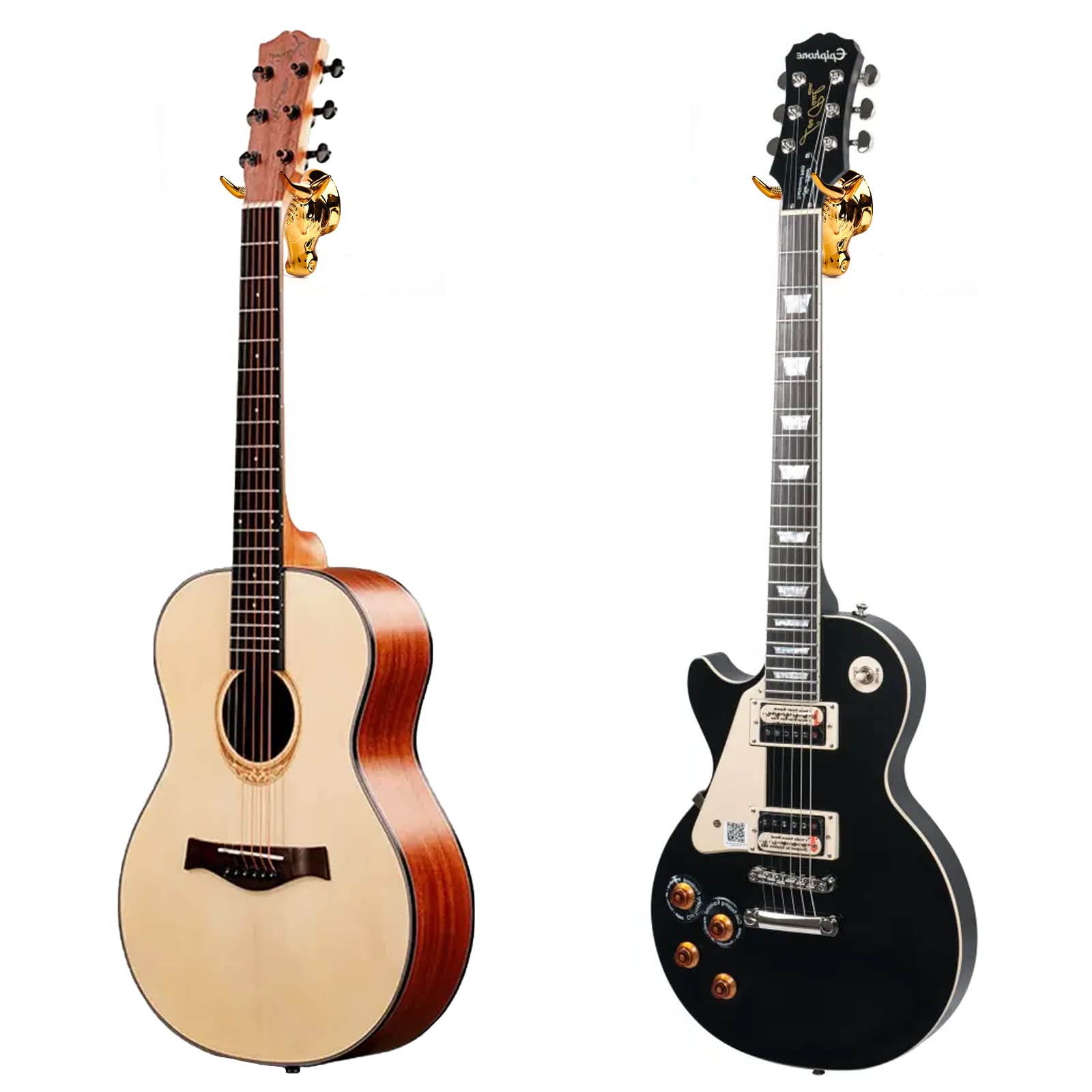 ChoomPuurr Guitar Wall Mount and Bull Head Guitar Hanger for Ukulele Bass Electric Acoustic Guitar Banjo Mandolin