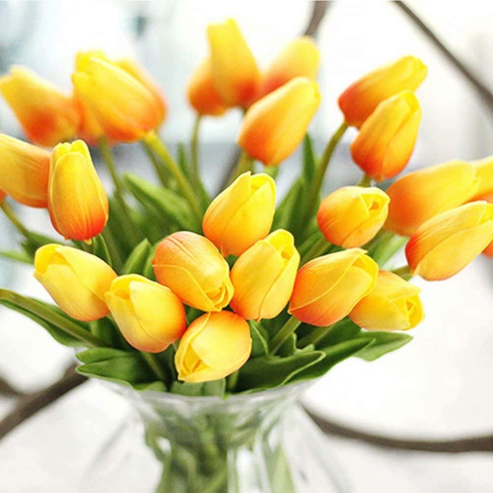 CTUER 30PCS Real-Touch Tulips Artificial Fake PU Tulips Flowers for Home Wedding Party Decor…