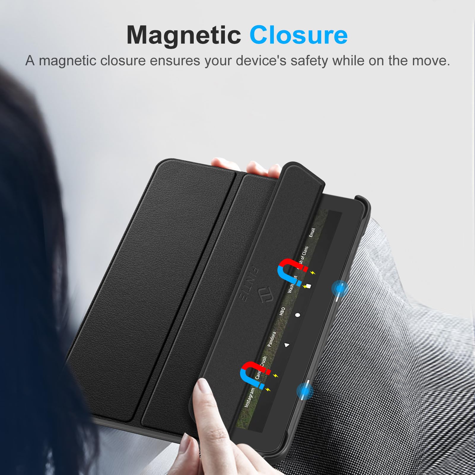 Fintie Trifold Case for Amazon Fire HD 8 and Fire HD 8 Plus Tablet (Fits Both 12th/10th Generation, 2022/2020 Release) - Slim Lightweight Hard Shell Stand Cover with Auto Wake/Sleep, Black