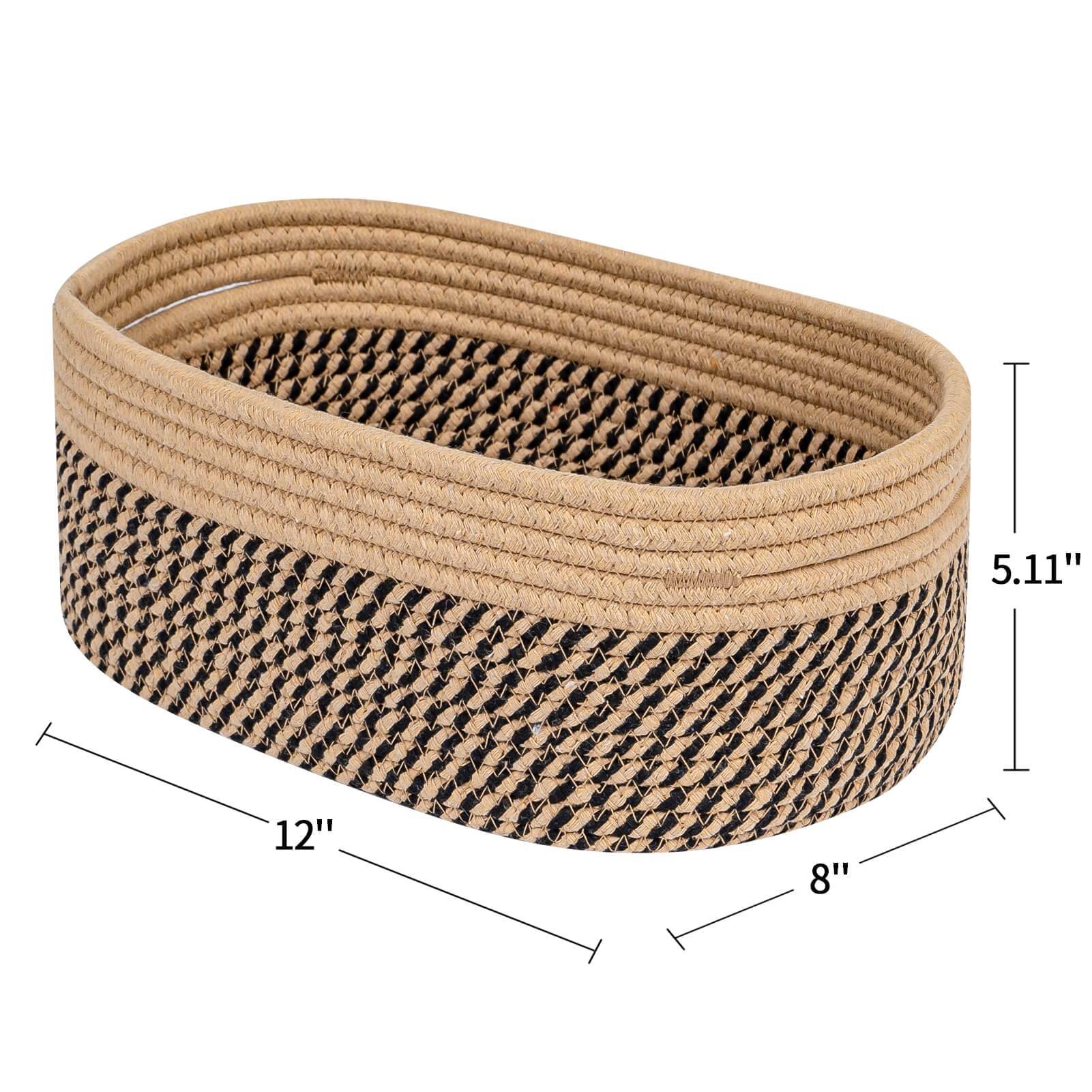 CubesLand Small Cube Shelf Closet Storage Baskets Bins Set 2,Woven Basket for Organizing/Storage, Long-lasting &Skin-friendly Storage Basket Bin,Stylish Room Decor Basket,Camel/Mixed Black Rope Basket