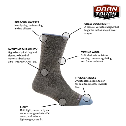Darn Tough Women's Solid Basic Crew Lightweight Sock (Style 6012) - Charcoal, Medium