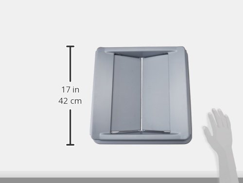 Rubbermaid Commercial Products Untouchable Container Trash Can/Wastebasket Lid, Gray, Square Swing Top, Compatible with 35/50 Gallon Untouchable Square Containers