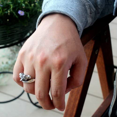 COSUMOSU 925 Sterling Silver Goat Aries Open Ring Adjustable