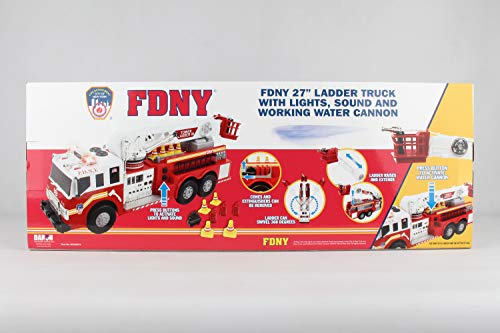 Daron FDNY 27' Ladder Truck with Lights, Sounds and Working Water Cannon 2019 New