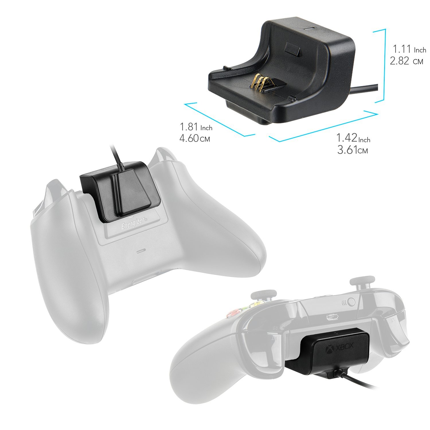 PDP Energizer Xbox One Magnetic Play and Charge Charger with Rechargeable Battery Pack for One Wireless Controller Charging Kit, 048-030-NA