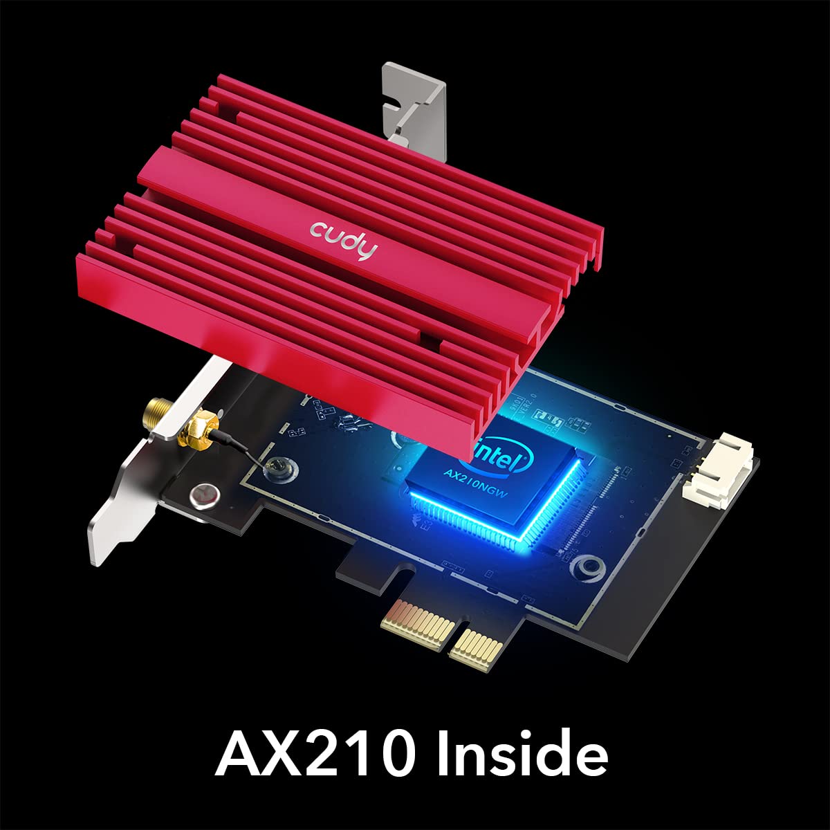 Cudy AX5400 Wireless WiFi 6E PCIe Card for PC, Bluetooth 5.2, AX210 Module Inside, Bluetooth 5.2/5/4.0, 802.11ax/ac/a/b/g/n, Windows 11,10, WE3000S V2