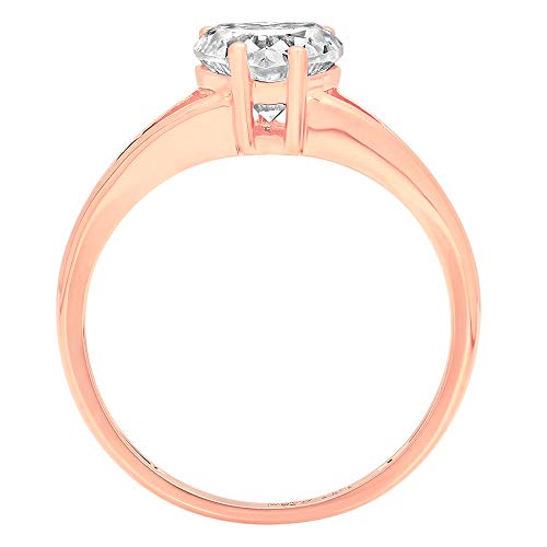 Clara Pucci 1.0 ct Heart Cut Genuine Lab Grown Diamond VS1-VS2 18K Rose Gold Solitaire Bridal Wedding Engagement Designer Ring size 3.5