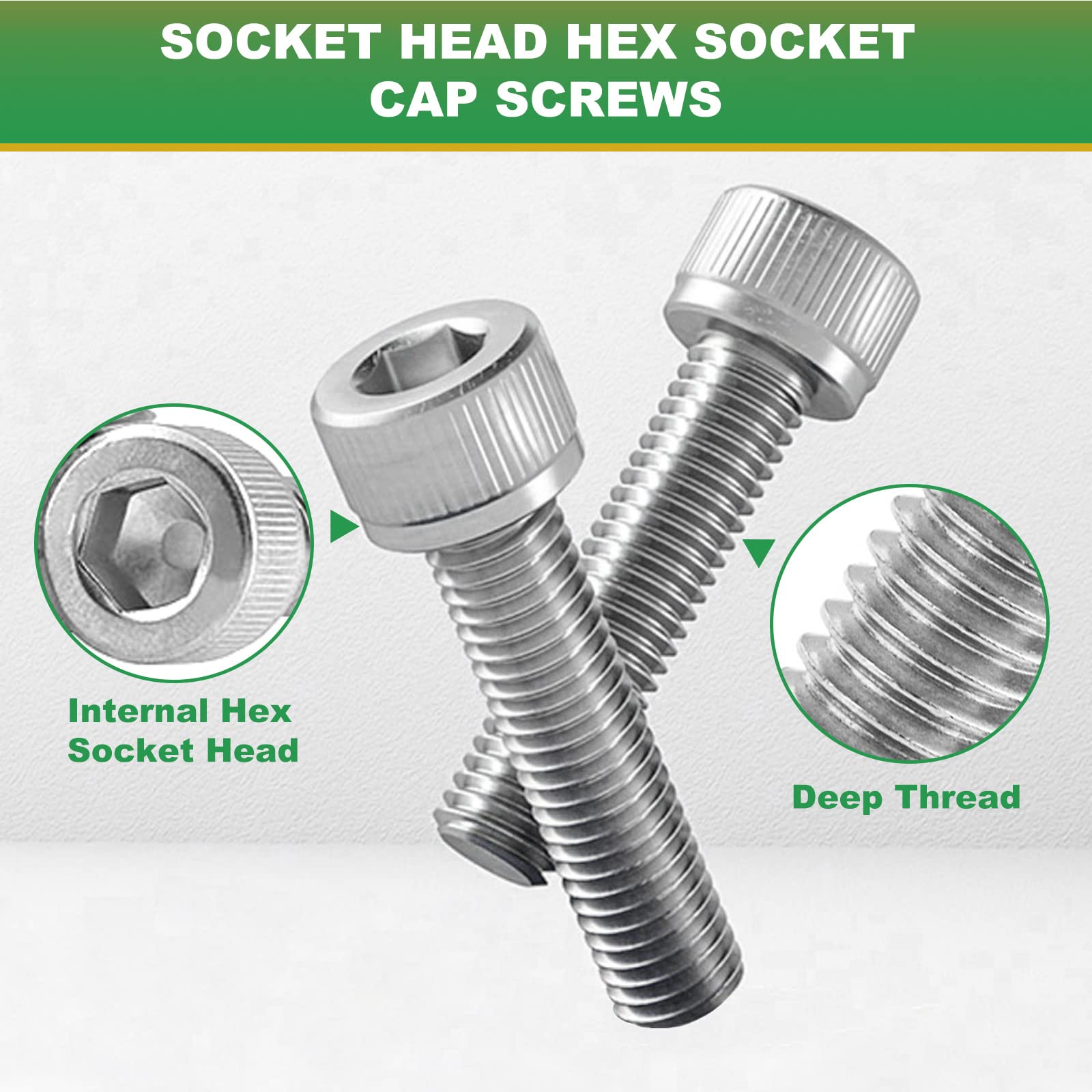 FOLIV M6 M8 Socket Head Hex Socket Cap Screws Bolts Nuts Washer Assortment Kit with 304 Stainless Steel Drive Bright Finish Full Thread Allen Hex 207PCS