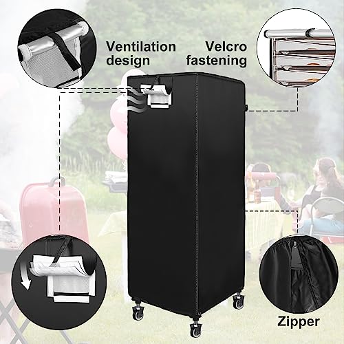 tiscover Bakery Rack Cover With Zipper, 20tier Sheet Pan Rack/Bun Pan Rack Cover With Vents, Bread Rack Cover ,23"X28"X64" Bakery Single Rack Covers Waterproof and Dustproof,Black