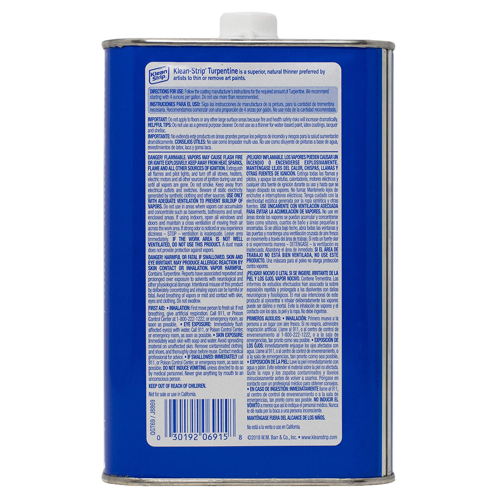 KLEAN-STRIP QGT69 paint thinner, 1-Quart, 32 Fl Oz Cleans & Thins Art Paints
