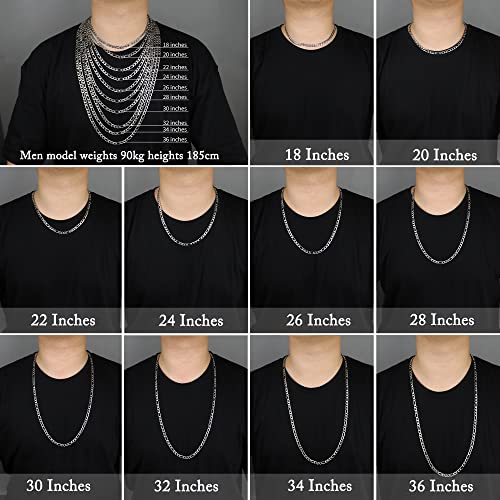 Monily Chain Necklace for Men 4MM 16 Inches Stainless Steel Figaro Link Chain for Women Boys