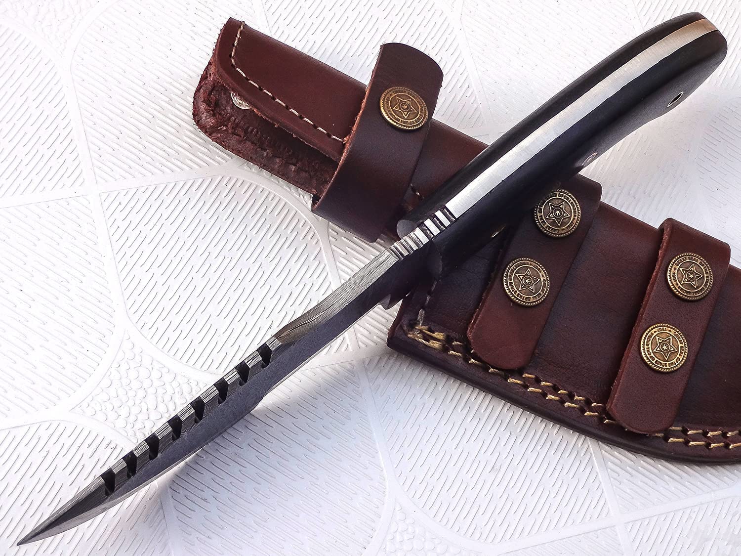 DSK-112 Custom Handmade Damascus Steel 8 inches Wood Handle Full Tang Hunting/Survival Hand forge/Outdoor Tracker Knife